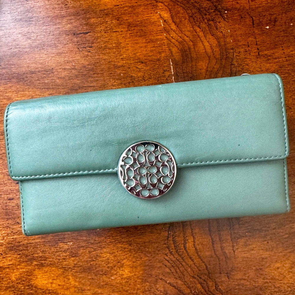 Coach Alexandra Sage Green Envelope Bifold Wallet - Gem